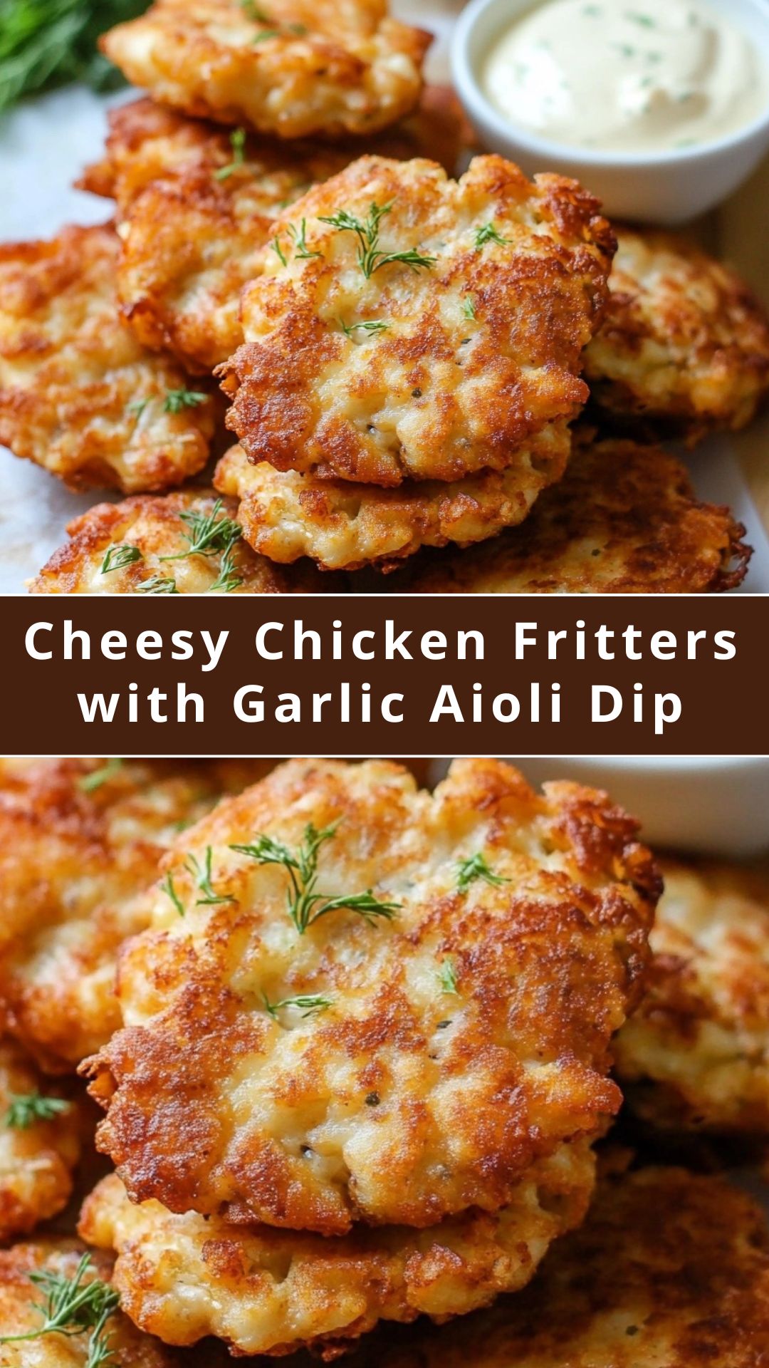 Cheesy Chicken Fritters with Garlic Aioli Dip - Easy Recipes Ideas